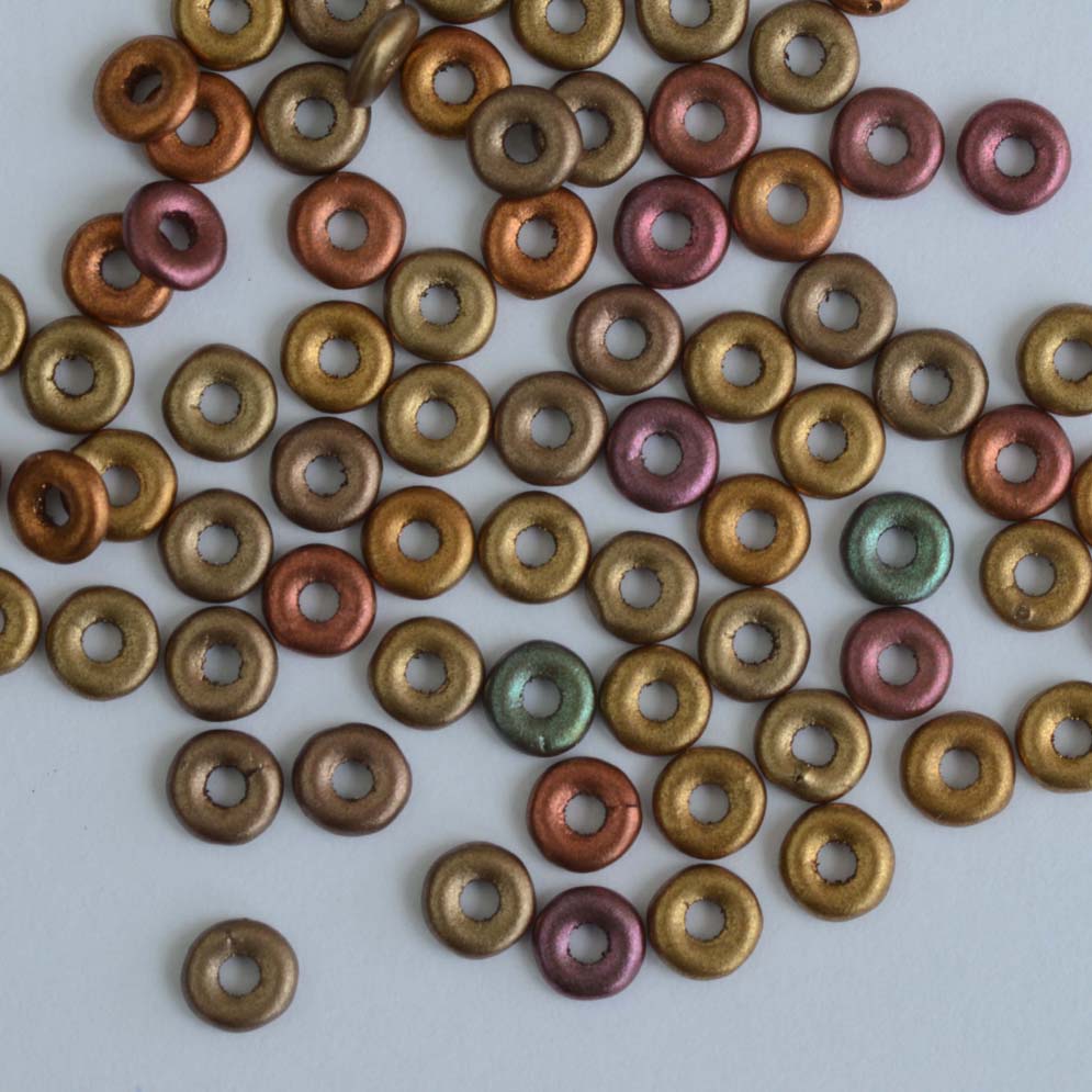 O Beads Gold Crystal Matt Met Bronze Mix A 00030-01610 Czech Glass ...