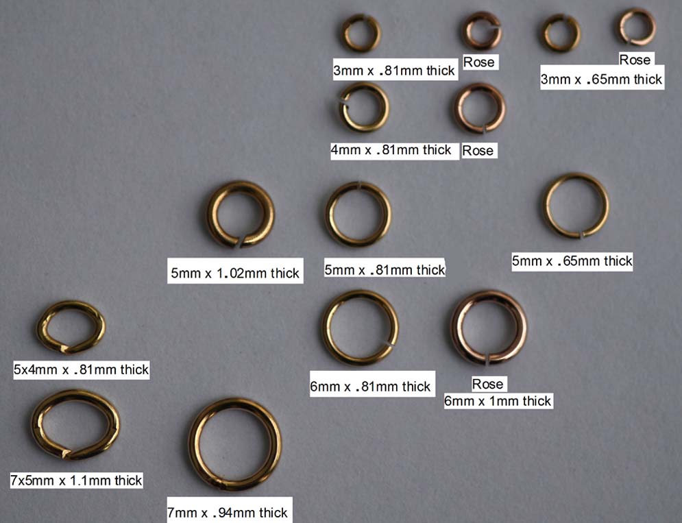 Rolled Gold Filled Jump Rings Round Oval Rose Yellow 9 Sizes - jewelbeads4