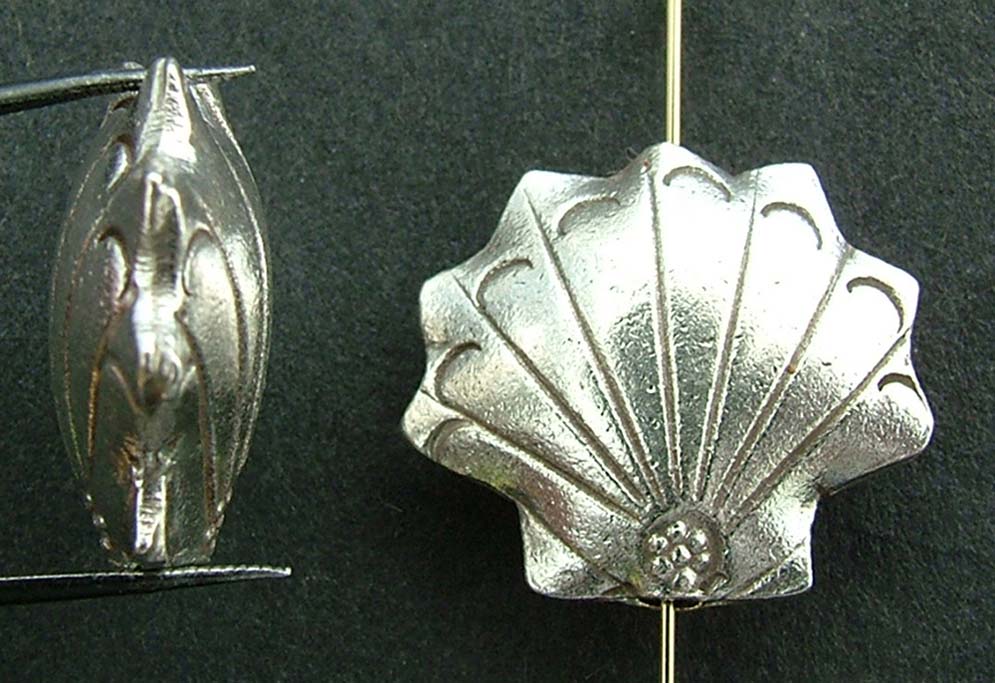 Sterling Silver Bead Clam Shell Plain 18mm x 1 - jewelbeads4